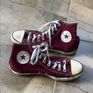 Converse | Shoes | Converse Maroon High Tops With White Accents | Poshmark